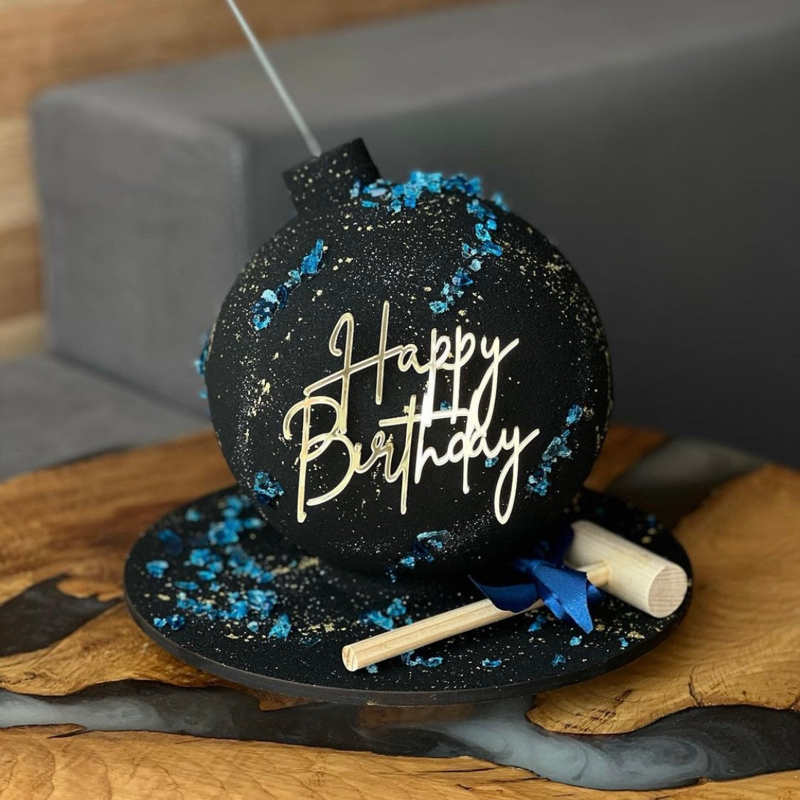 Black & Blue Bomb Cake - Birthday Cake Delivery to Dubai - Shop Online ...